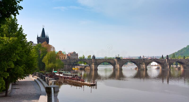 Views of the Charles Bridge and Riversides Stock Image - Image of front ...