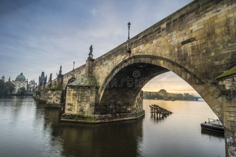 Views of the City and the Charles Bridge Over the Vltava Stock Image ...