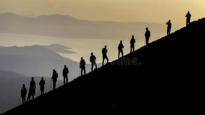 Team of Climbers on the Summit. Stock Photo - Image of athletic ...