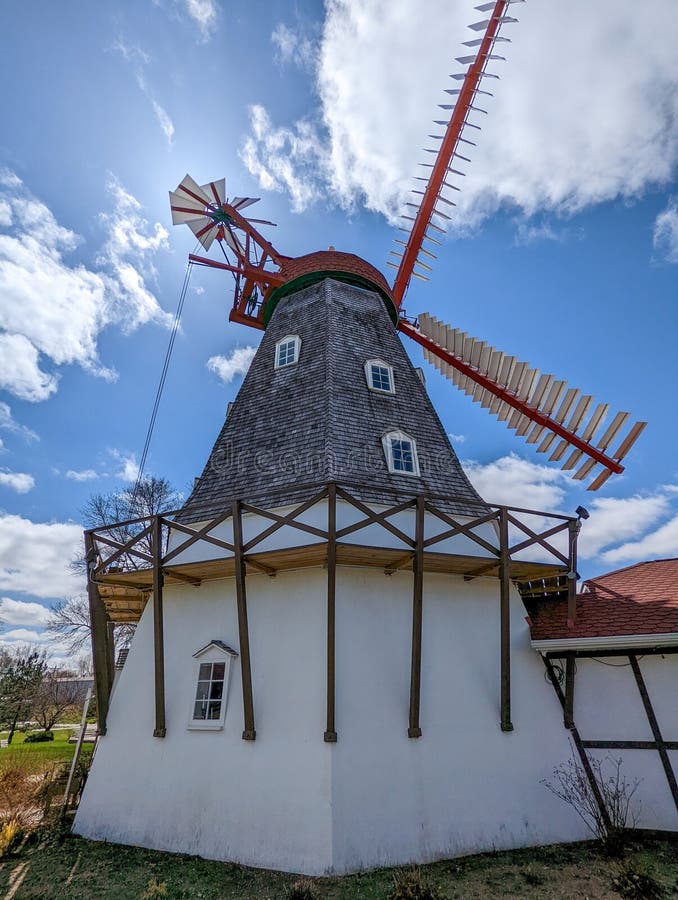 Views of Danish Windmill in Elk Horn Usa Stock Image - Image of tourist ...