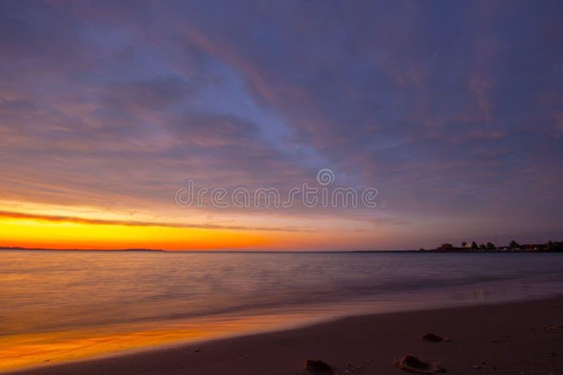 Sunset Over East Arm of Traverse Bay, Yuba, Michigan Stock Photo ...