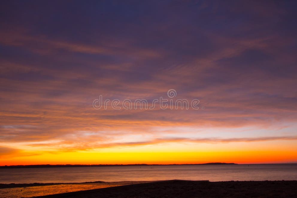Sunset Over East Arm of Traverse Bay, Yuba, Michigan Stock Image ...