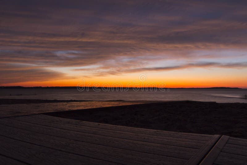 Sunset Over East Arm of Traverse Bay, Yuba, Michigan Stock Photo ...