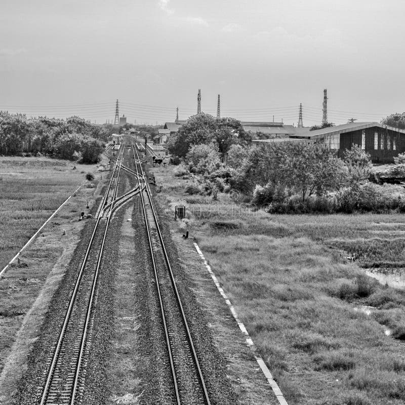 Views of the Empty Railway Line, Cirebon, West Java, Indonesia. Stock ...