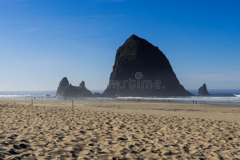 Views of the Huge Haystack Rock in Cannon Beach, Oregon, USA. Stock ...