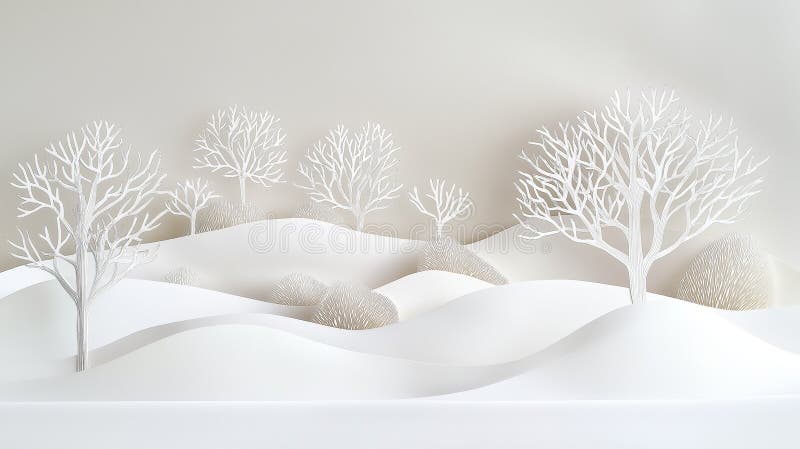 Views of the Landscape in Winter. Art Paper and Crafts Stock Photo ...