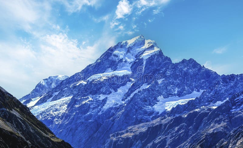 Views of Mount Cook in New Zealand Stock Image - Image of grass ...