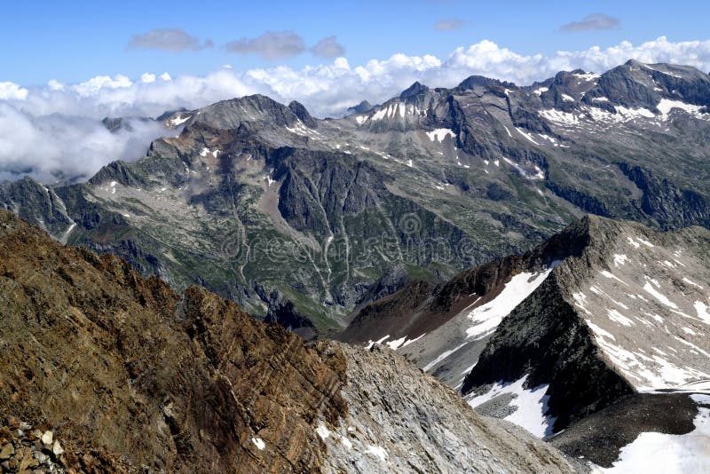Views of a Mountain Ridge and Colorful Mountains in the Pyrenees Stock ...