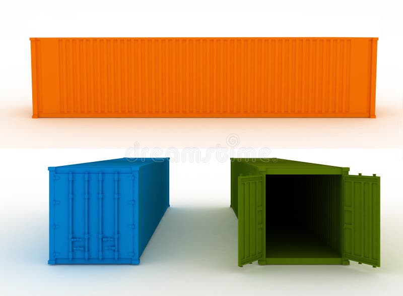 Views of Open and Closed Container Stock Illustration - Illustration of ...