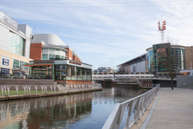 Views of the Oracle Shopping Centre in Reading, Berkshire in the UK ...