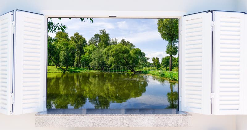 Views of the pond stock photo. Image of pond, landscape - 74327520