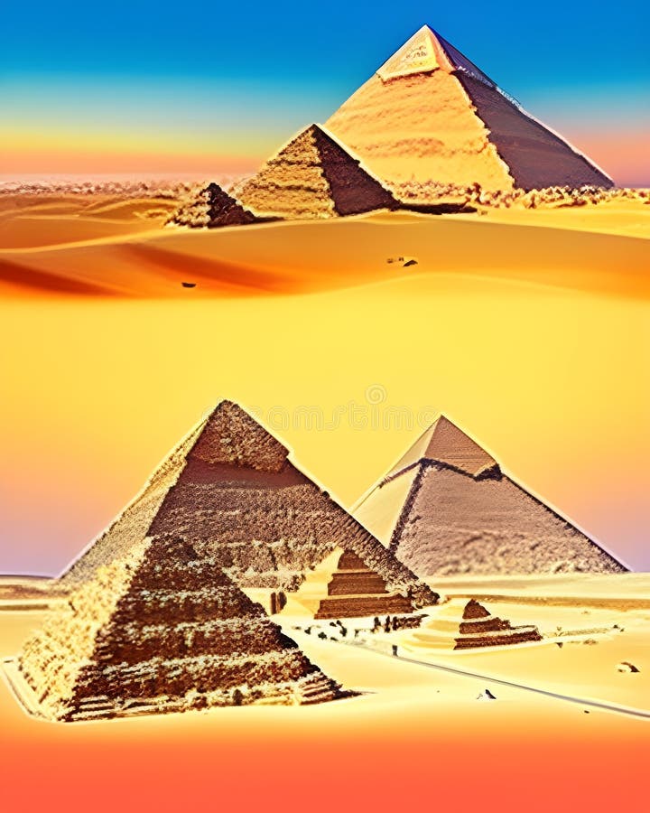 Views of the Pyramids stock illustration. Illustration of landscape ...