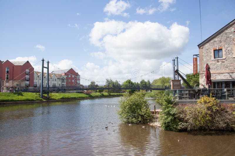 Views of the River Exe and Cricklepit Bridge in Exeter, Devon in the UK ...