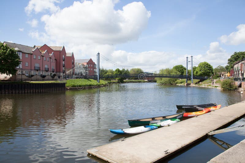 Views of the River Exe and Cricklepit Bridge in Exeter, Devon in the UK ...