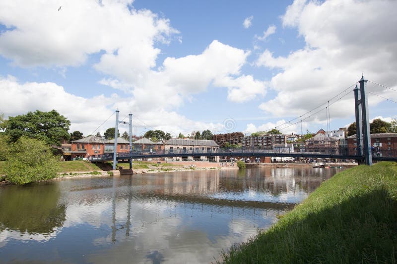 Views of the River Exe and Cricklepit Bridge in Exeter, Devon in the UK ...