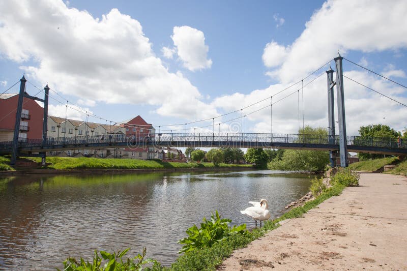 Views of the River Exe and Cricklepit Bridge in Exeter, Devon in the UK ...