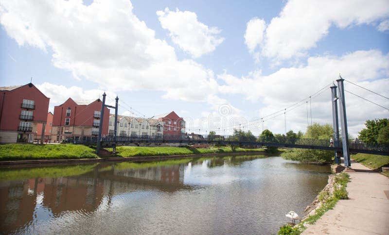 Views of the River Exe and Cricklepit Bridge in Exeter, Devon in the UK ...