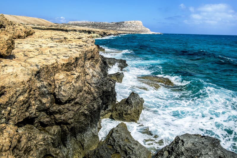 Views of the Sea and Cliffs of Cape Greco . Cyprus Stock Photo - Image ...
