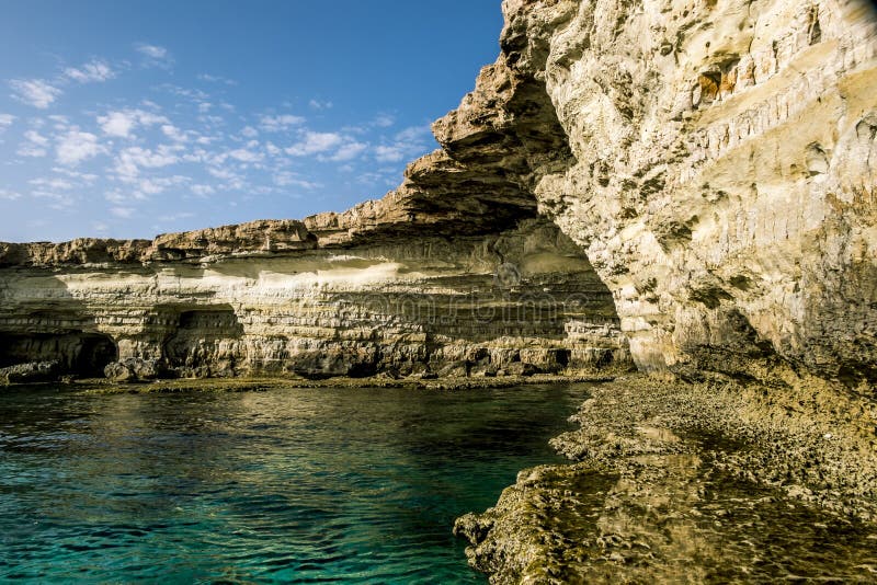 Views of the Sea and Cliffs of Cape Greco . Cyprus. Stock Image - Image ...