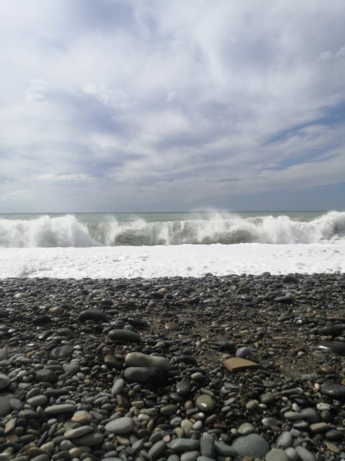 Views of Stormy Seas and Cloudy Skies Stock Image - Image of wave, sand: 258338563