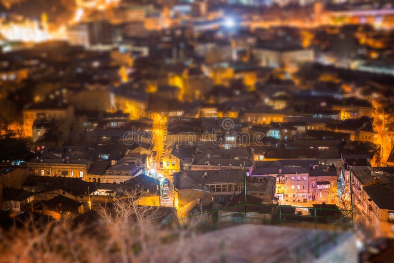 Views of Tbilisi by night stock photo. Image of destination - 92490704