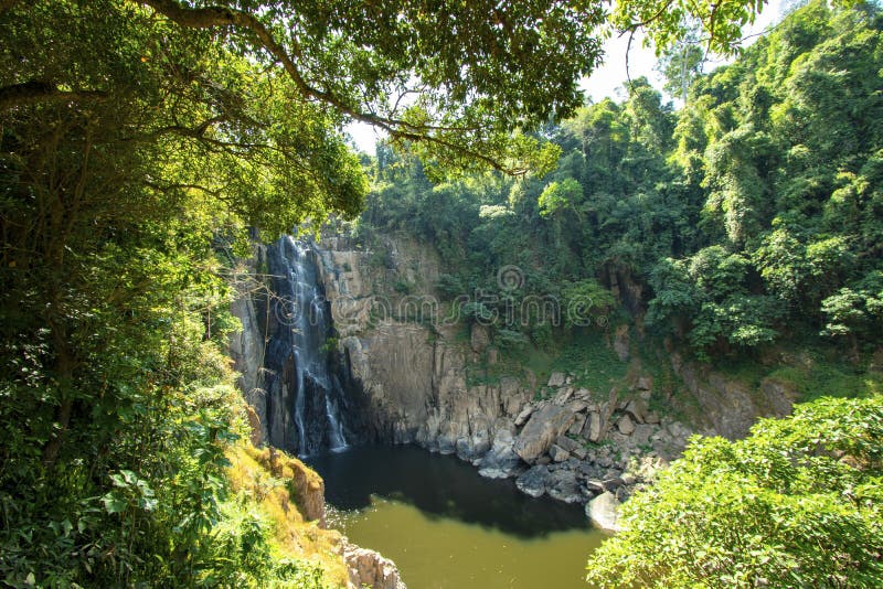 Views of Waterfalls, Mountains and Beautiful Trees in Bright Sunlight ...