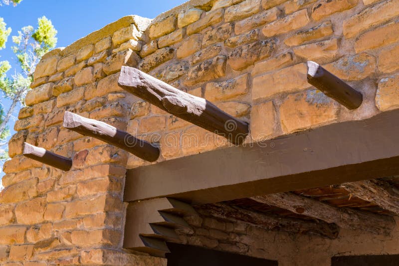 Vigas on Southwestern Building Stock Image - Image of shadows ...