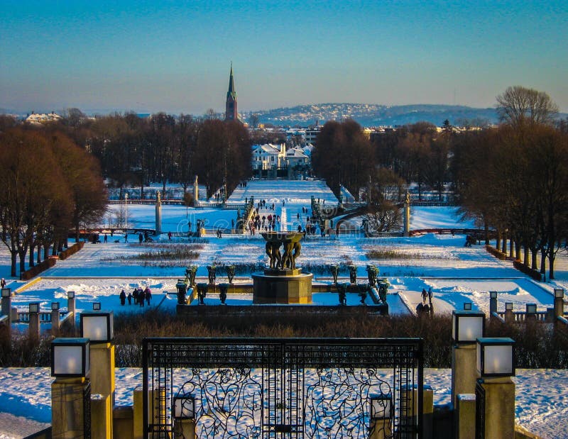 View from the Vigeland Park Towards Holmenkollen Ski Jump Stock Photo ...