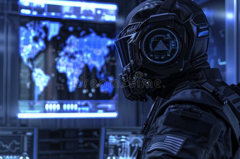 Guard Vigilantes Monitoring Global Cyber Security at Night in a High ... Guard Vigilantes Monitoring Global Cyber Security at Night in a High ...