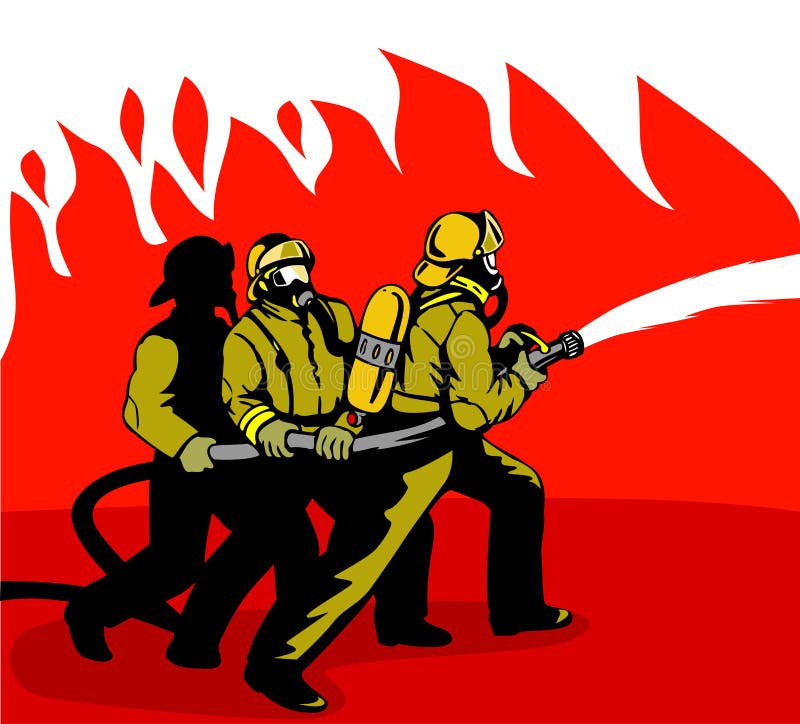 Vigili Del Fuoco Che Combattono Una Fiammata Illustrazione Vettoriale ...