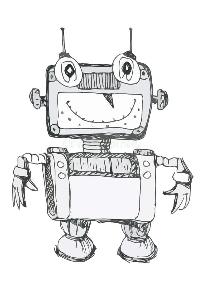 Vignetta Di Un Robot Allegro. Illustrazione di Stock - Illustrazione di ...
