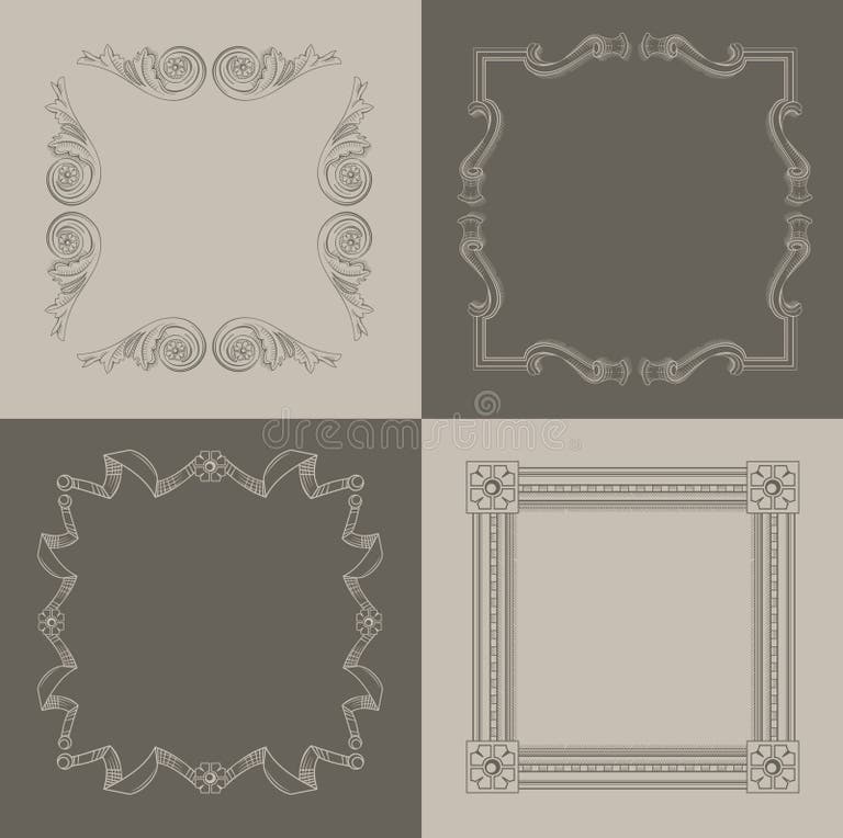Vignettes in 4 stock illustration. Illustration of invitation - 66035678