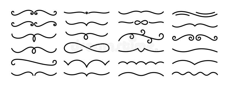 Vignettes Delimiters Set. Calligraphic Elements. Editable Outline ...