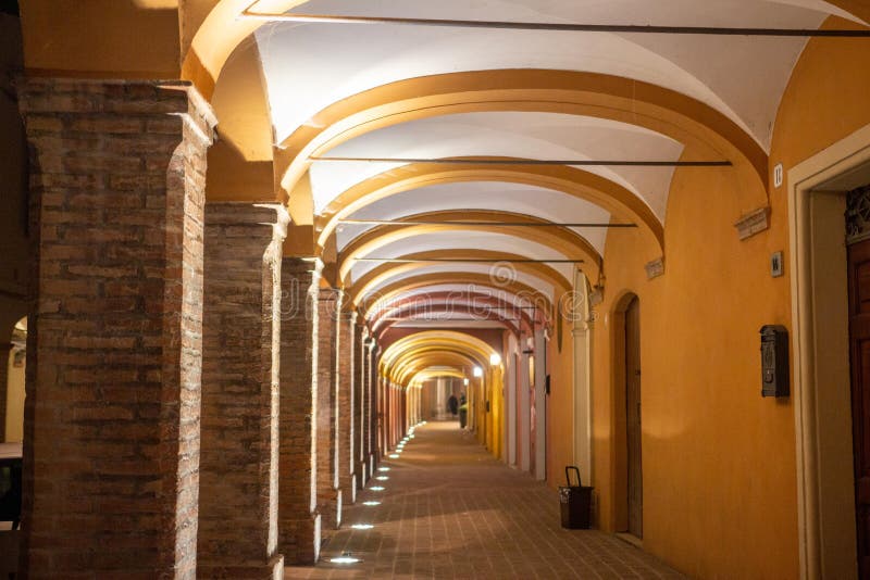 Vignola Medieval Center Arcades and Castle Stock Photo - Image of ...
