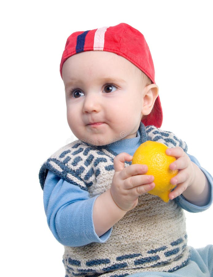 Vigorous Child and Fresh Lemon Stock Photo - Image of generation ...