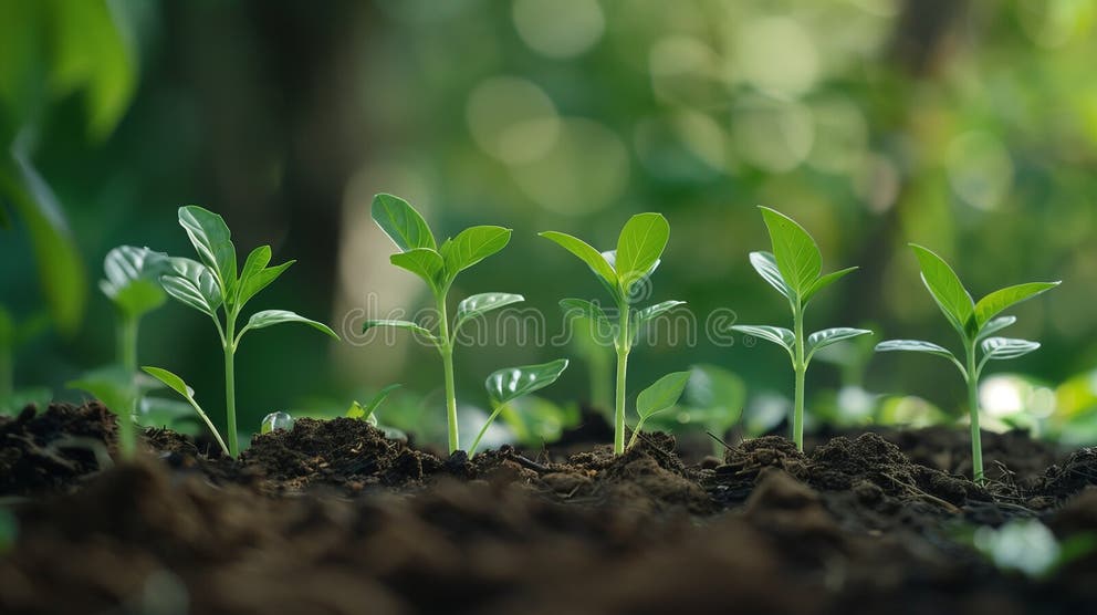 Vigorous Growth of Seedlings in Rich Soil Stock Illustration ...