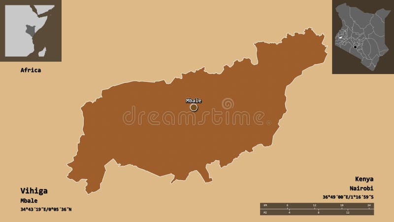 Vihiga County Republic of Kenya, Western Province Map Vector ...