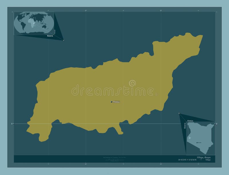 Vihiga, Kenya. Solid. Labelled Points of Cities Stock Illustration ...