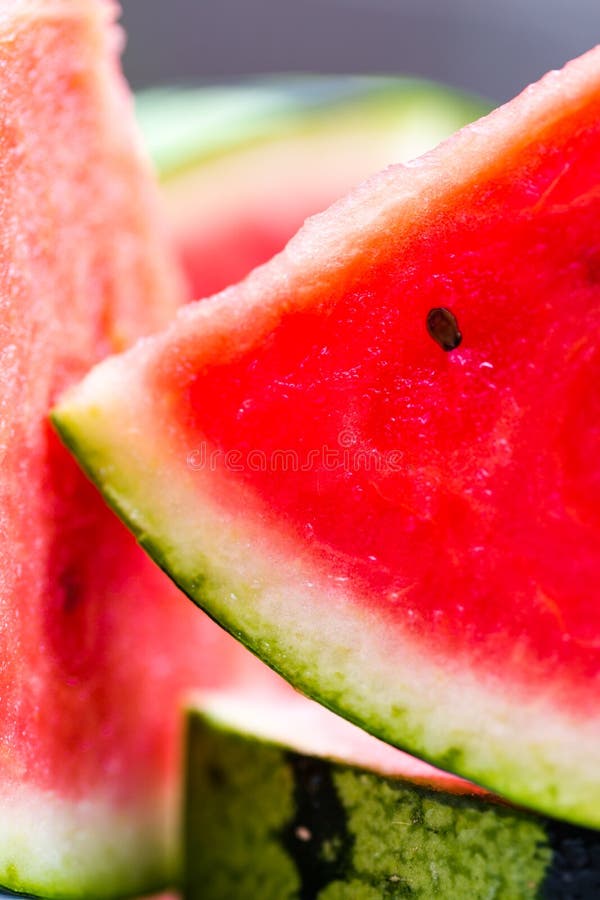 Viibrant Red Watermelon Slice Close Up Stock Image - Image of organic ...