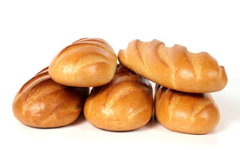 Vijf broden van wit brood stock afbeelding. Image of gezond - 10905269