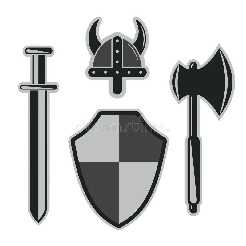 Viking armor set stock vector. Illustration of shield - 74614746