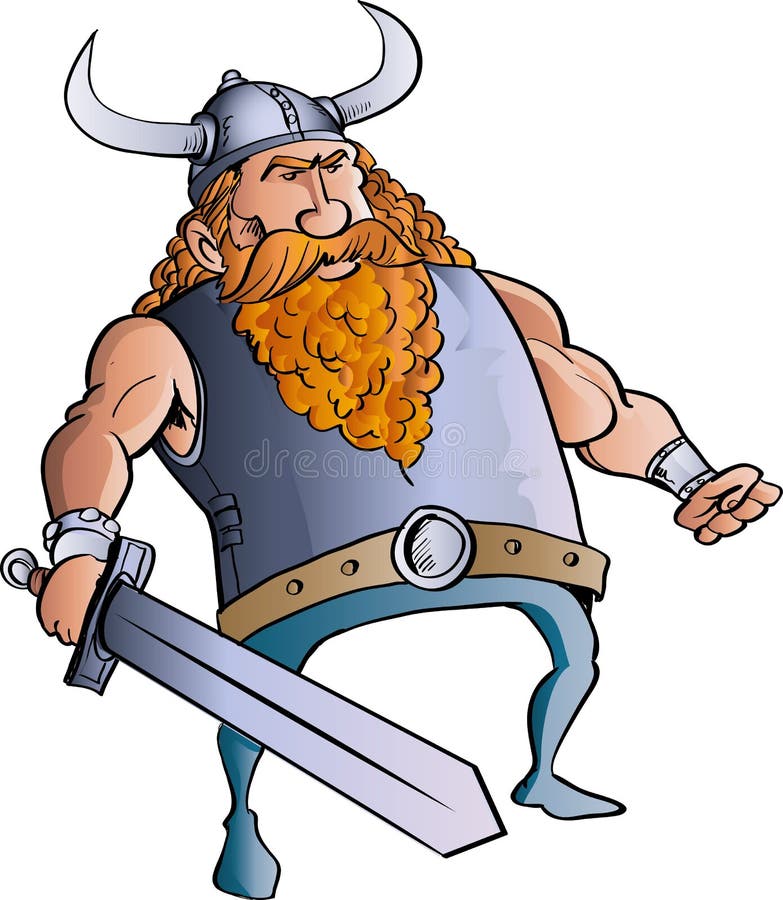 Viking Cartoon with a Big Sword. Stock Vector - Illustration of ...