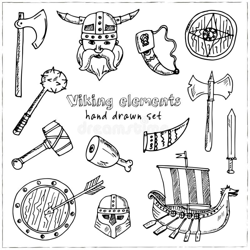 Viking elements stock vector. Illustration of horn, ancient - 72622602