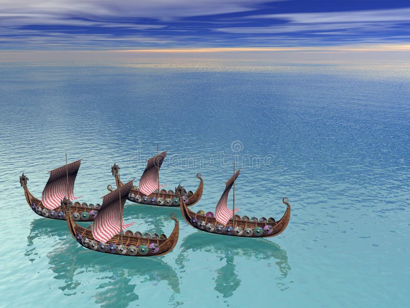 Viking Fleet of Ships stock illustration. Illustration of fleet - 4846288