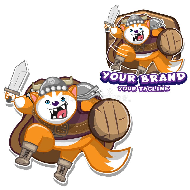 Viking Fox Mascot Logo Template Stock Vector - Illustration of ...