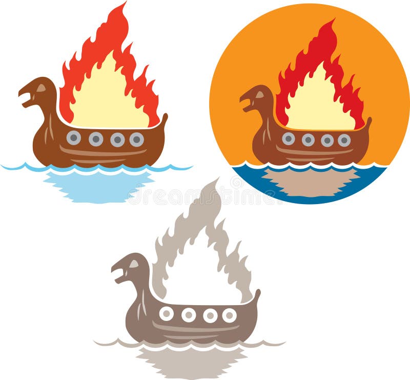 Viking Funeral Pyre Cartoon