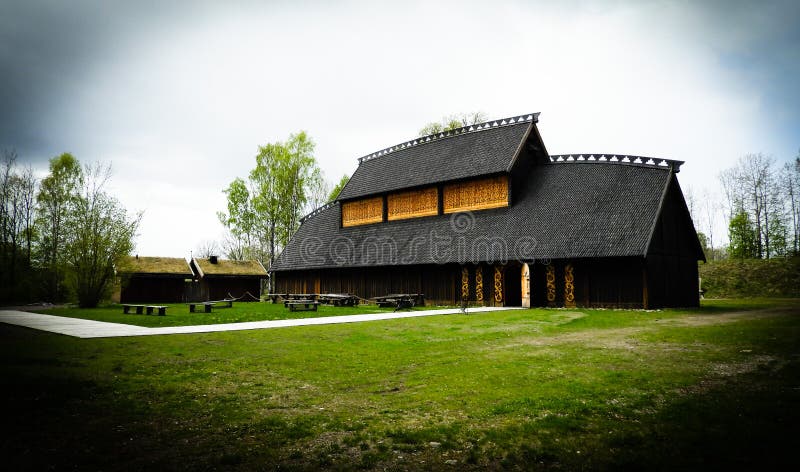 Viking hall stock image. Image of architecture, sunlight - 93292017