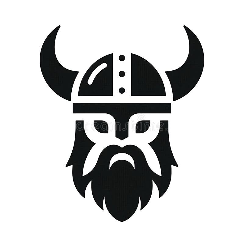 Viking Head Icon with Horned Helmet - Minimalist Design Stock ...