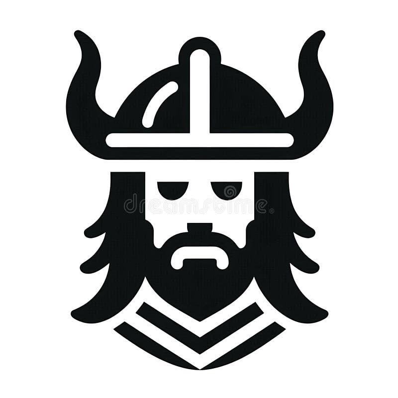 Viking Head Icon with Horned Helmet - Minimalist Design Stock ...