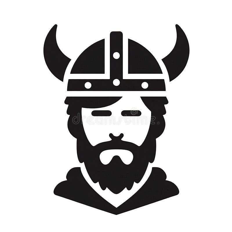 Viking Head Icon with Horned Helmet - Minimalist Design Stock ...